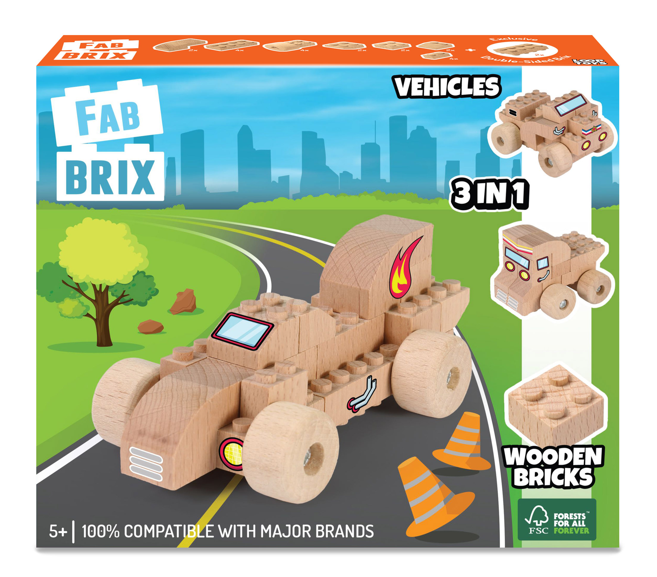 Fab Brix 1808 Vehicles 3in1 | Holzbausteine | Themen | Brixx`n`Blocks